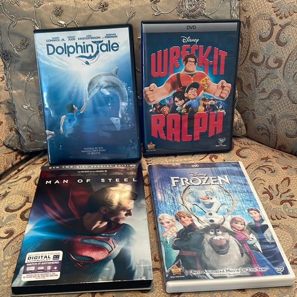 Other | 4 Dvds Frozen Wreck It Ralph Superman Dolphin Tale | Poshmark